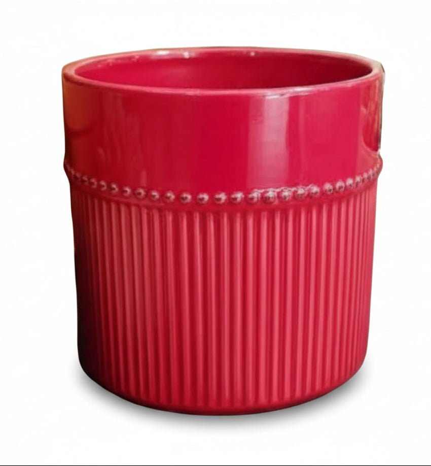 Red Cylinder ceramic plant container – Brush Creek Gift and Garden Nook